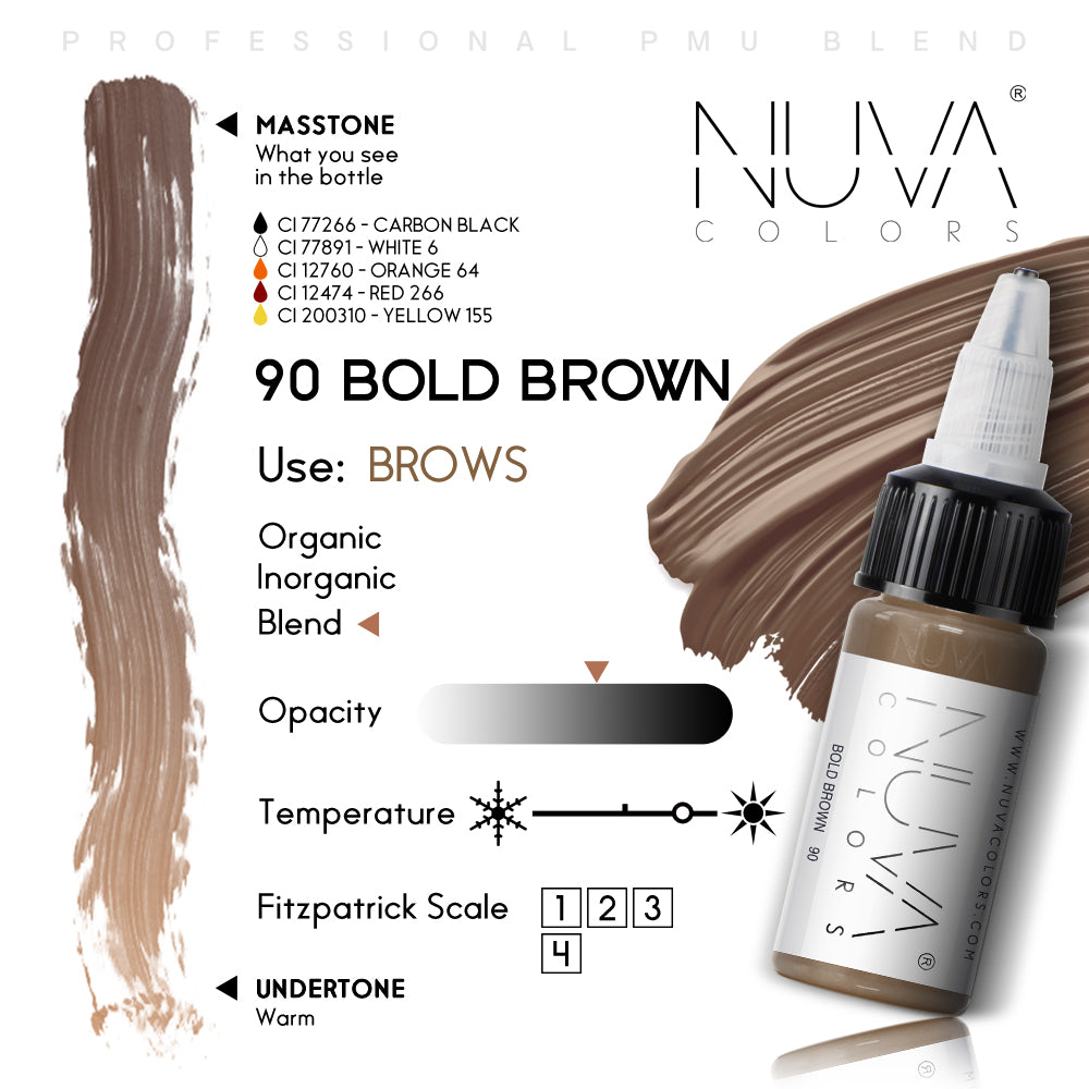 90 Bold Brown | REACH Compliant PMU Pigment for Eyebrows – Nuva Colors